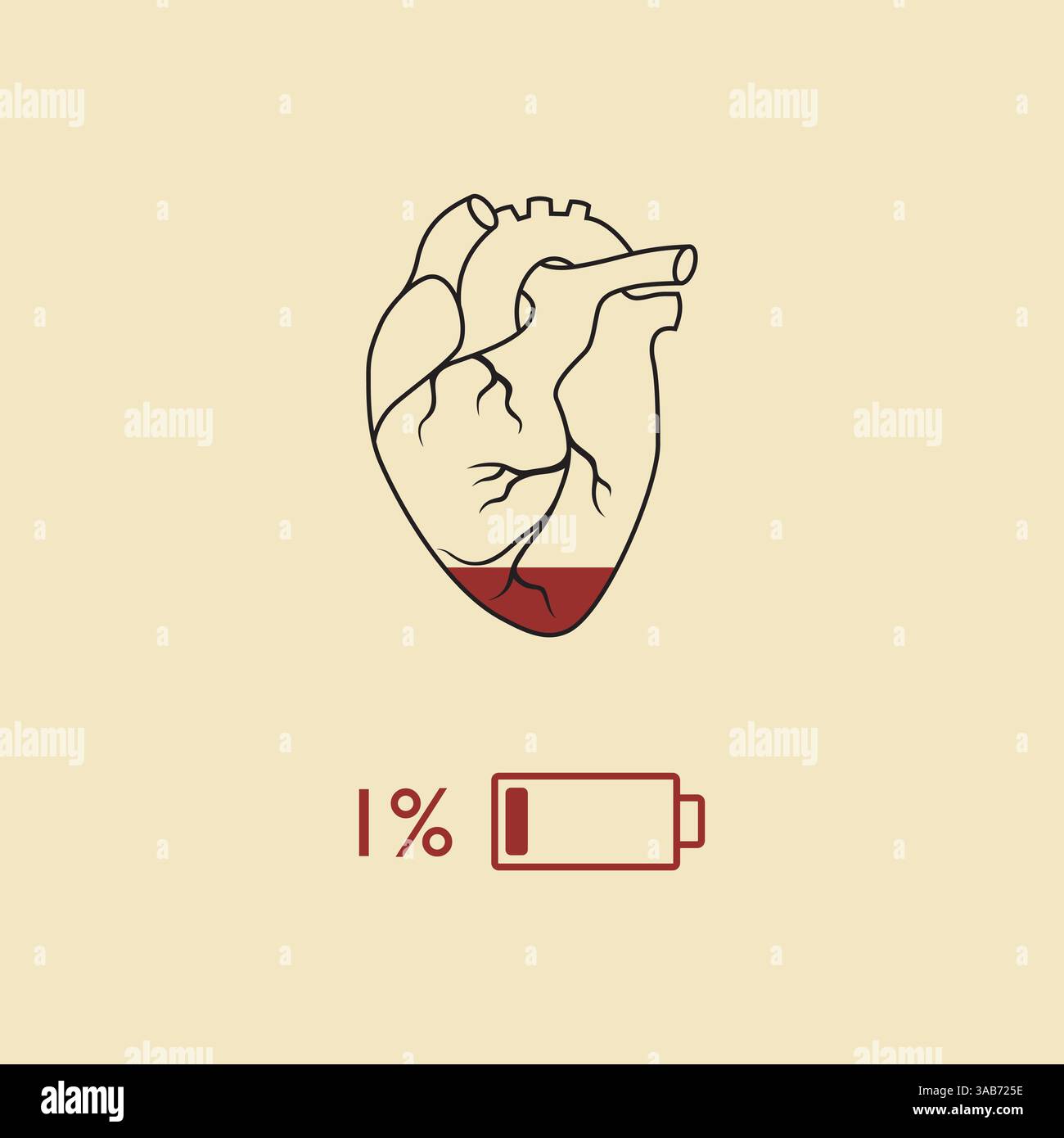 Battery of heart is low. Heart needs recharging. Creative concept Stock ...