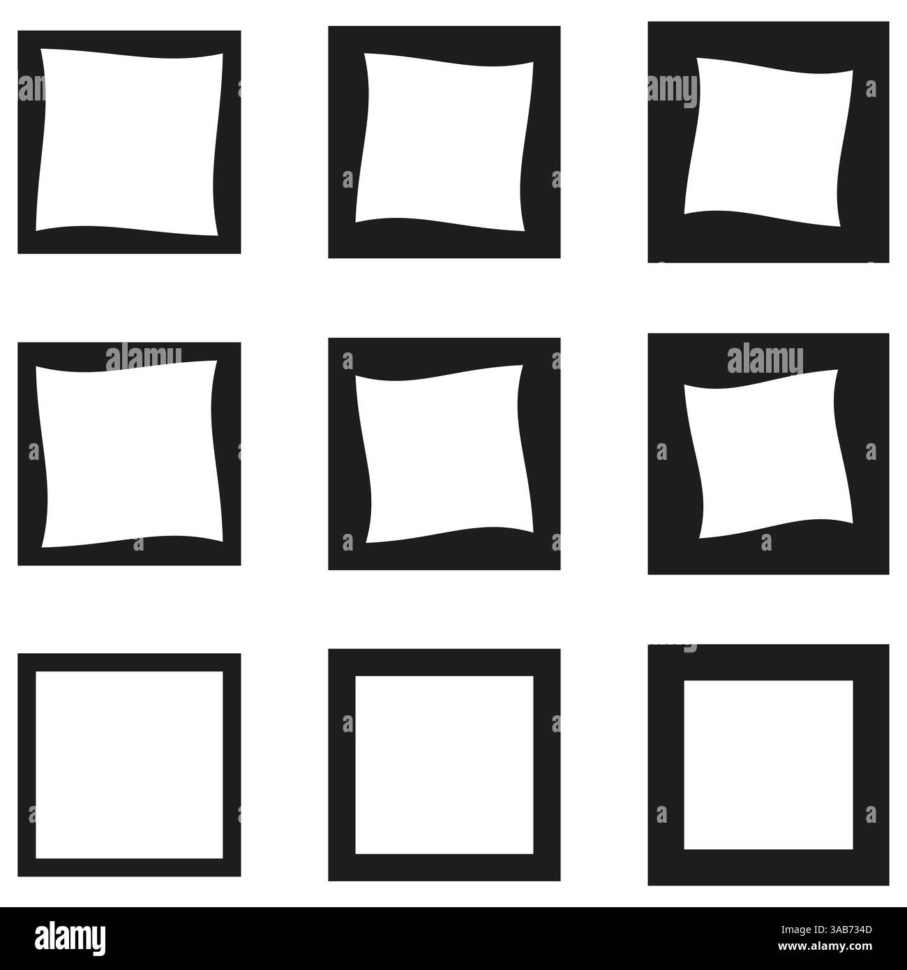 Square icon set. Wavy line shapes. Distorted square forms. Vector graphic frames Stock Vector ...