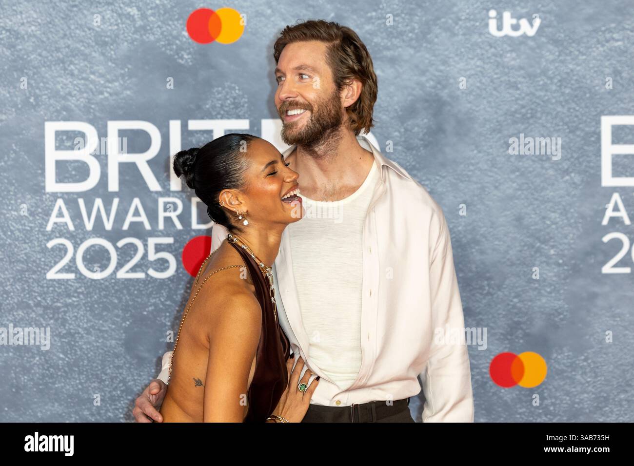 Celebs and guests attend the Brit Awards 2025 at the 02 Arena Featuring ...