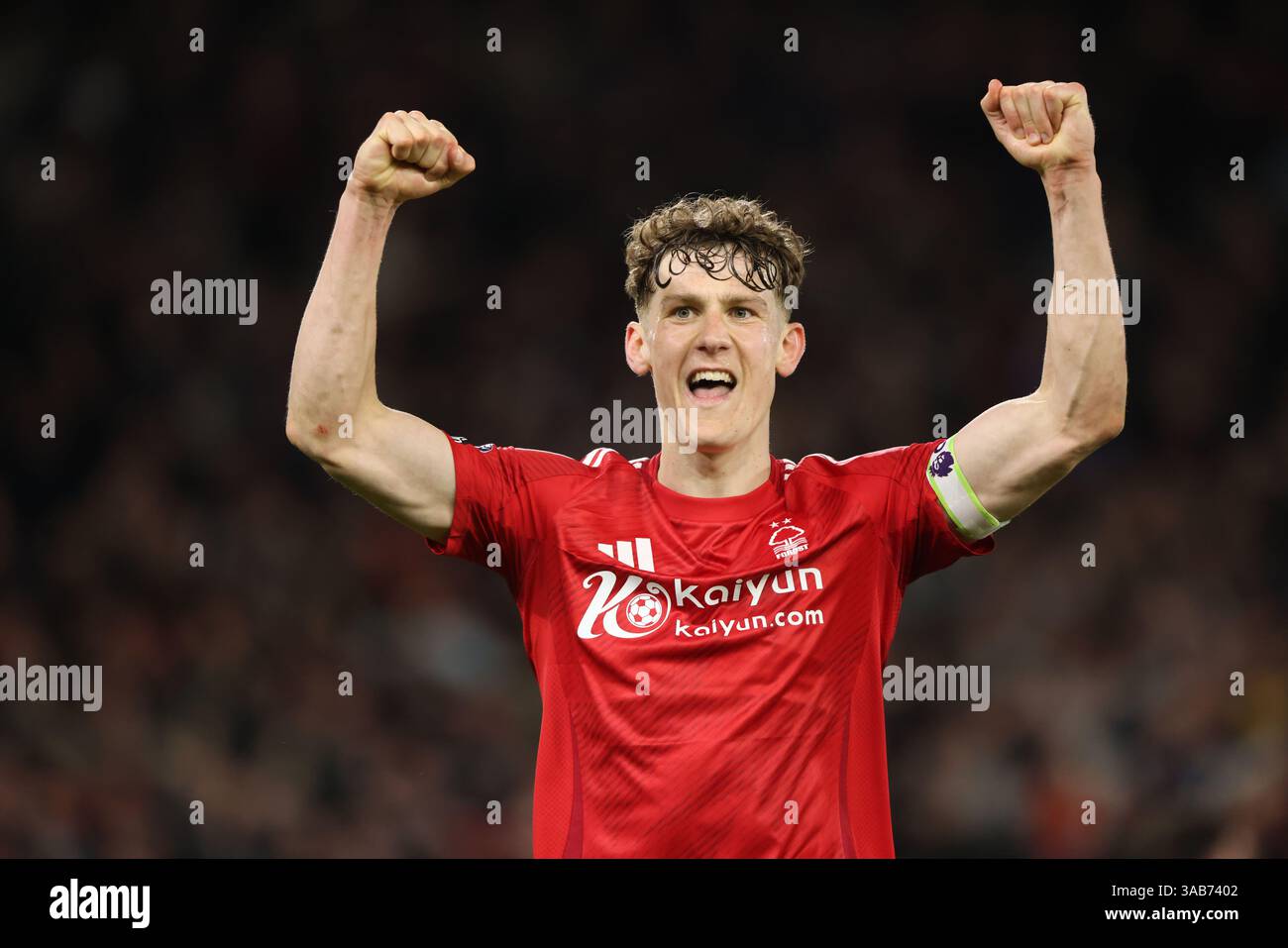Ryan Yates (NF) celebrates at the Nottingham Forest v Manchester United ...