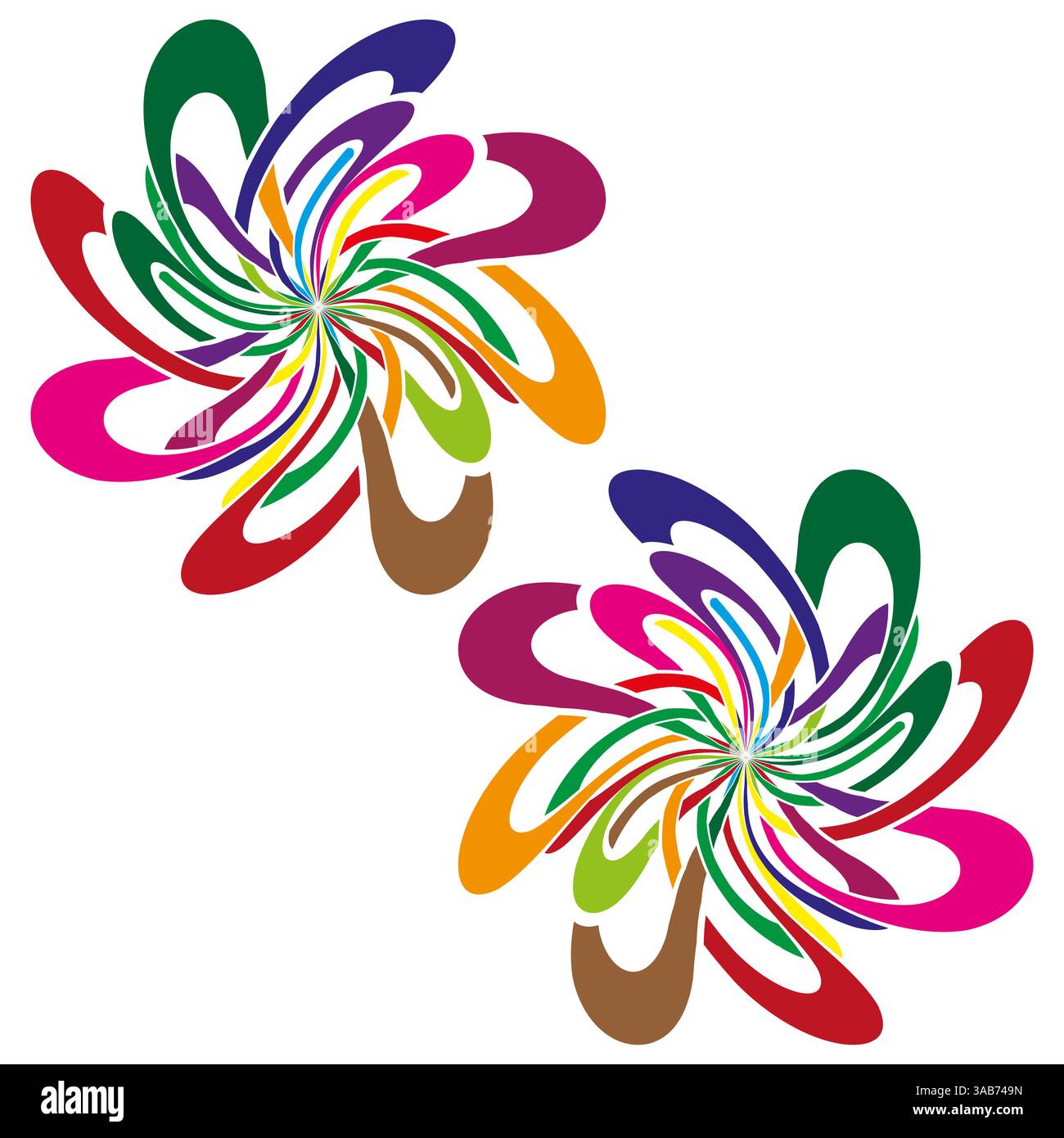 Double colorful knot. Bright swirl emblem. Vector dynamic symbol. White ...