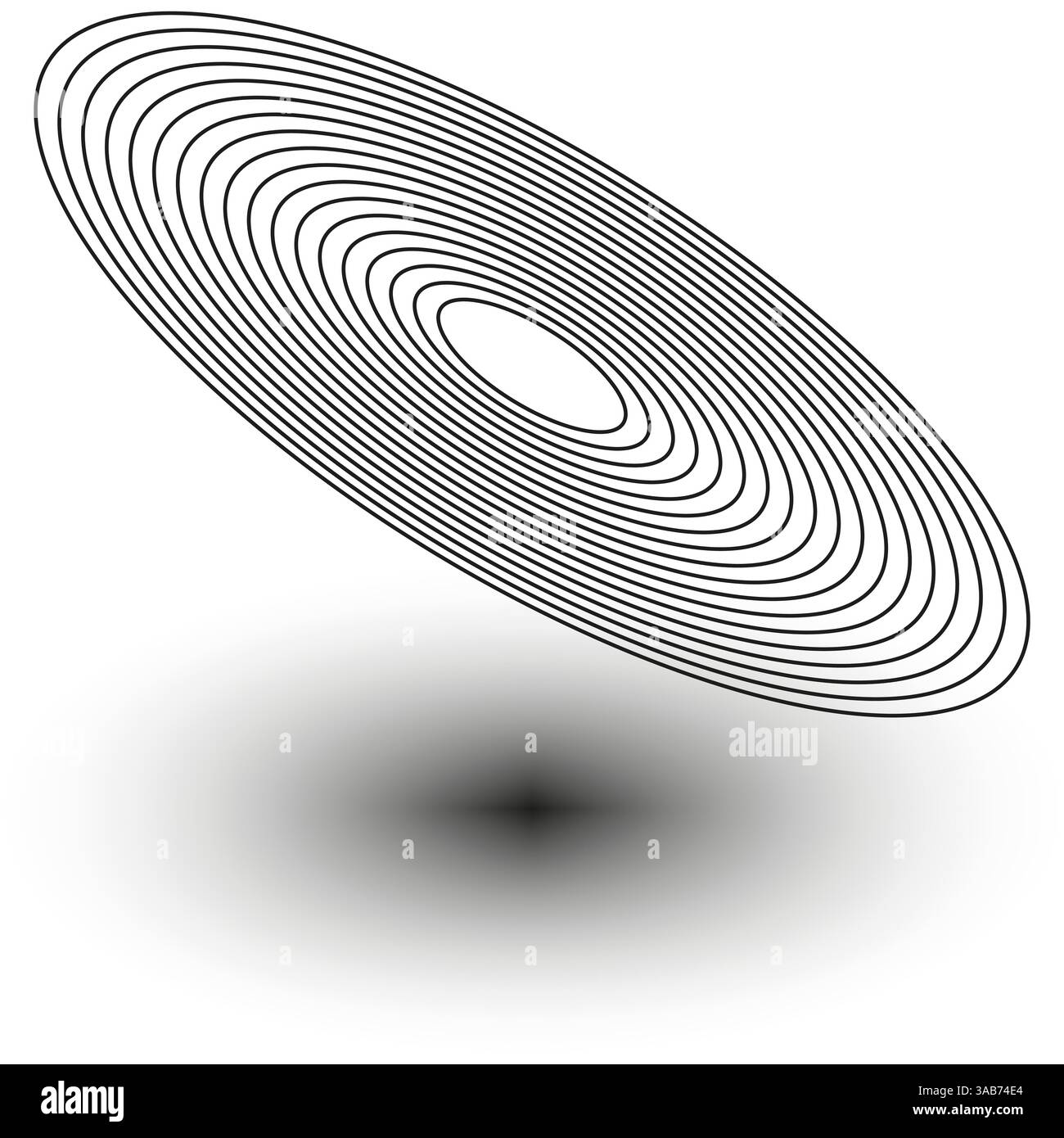 Elliptical contour shape. Black concentric ellipse. Hovering vector ...