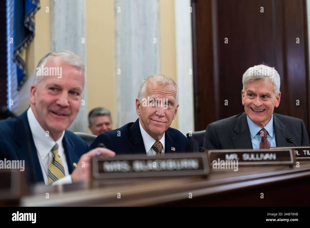 UNITED STATES - APRIL 1: From left, Sens. Dan Sullivan, R-Alaska, Thom ...