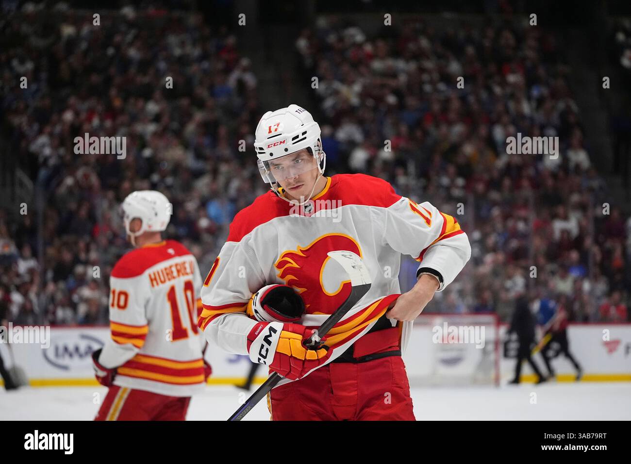 Calgary Flames center Yegor Sharangovich (17) in the second period of ...