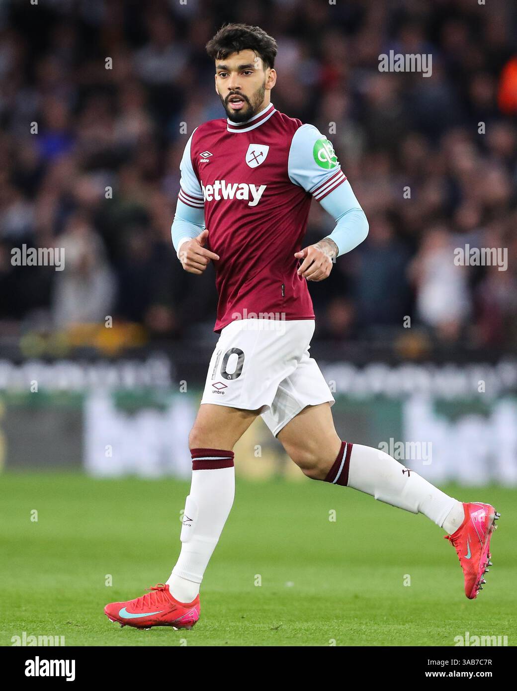 Wolverhampton, UK. 01st Apr, 2025. Lucas Paquetá of West Ham United ...