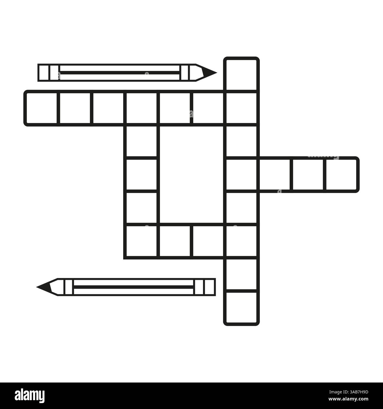 Crossword puzzle form. Black pencils detail. White background layout ...