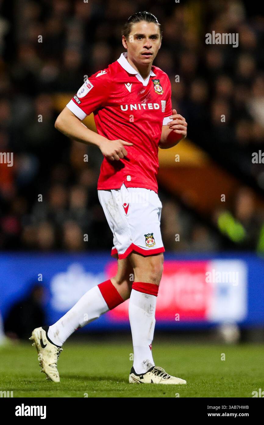 Cambridge, UK. 01st Apr, 2025. George Dobson of Wrexham AFC in action ...