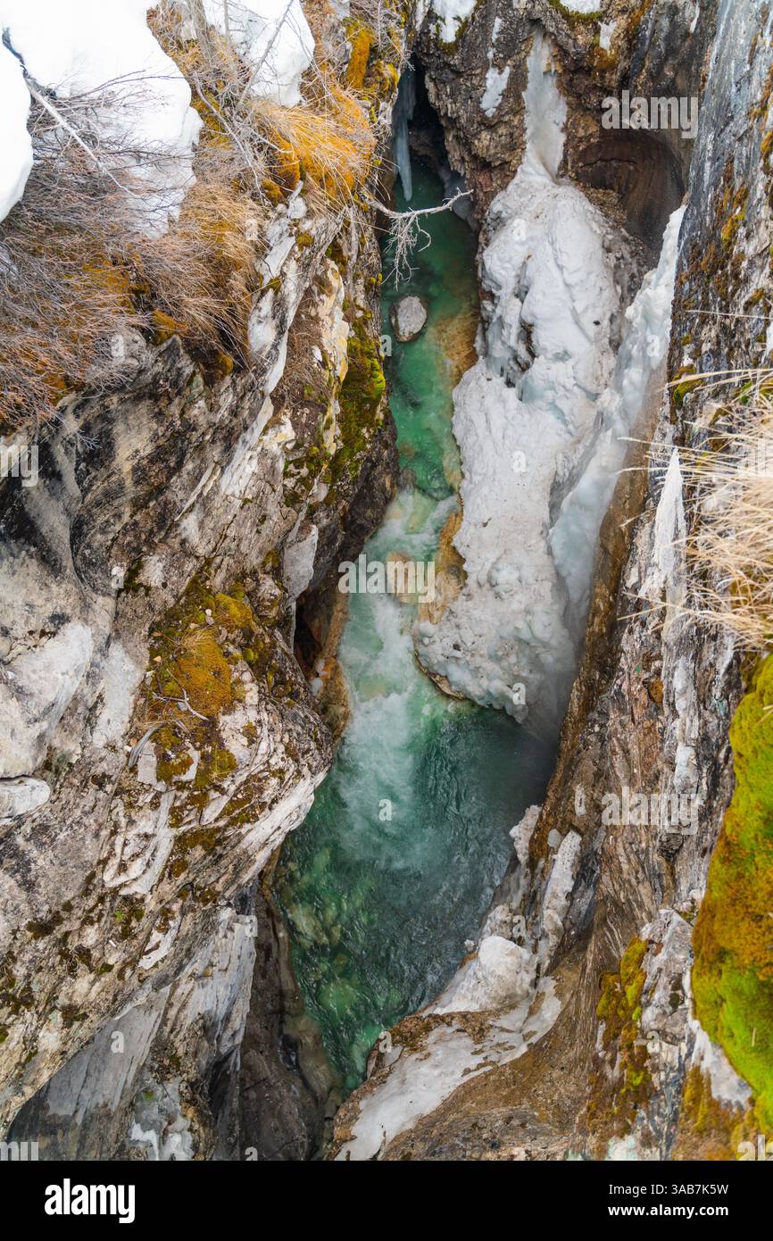 The stunning waterfall at Marble Canyon in Kootenay National Park ...