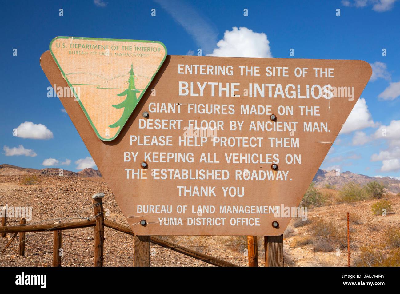 Entrance sign, Blythe Intaglios, California Stock Photo - Alamy