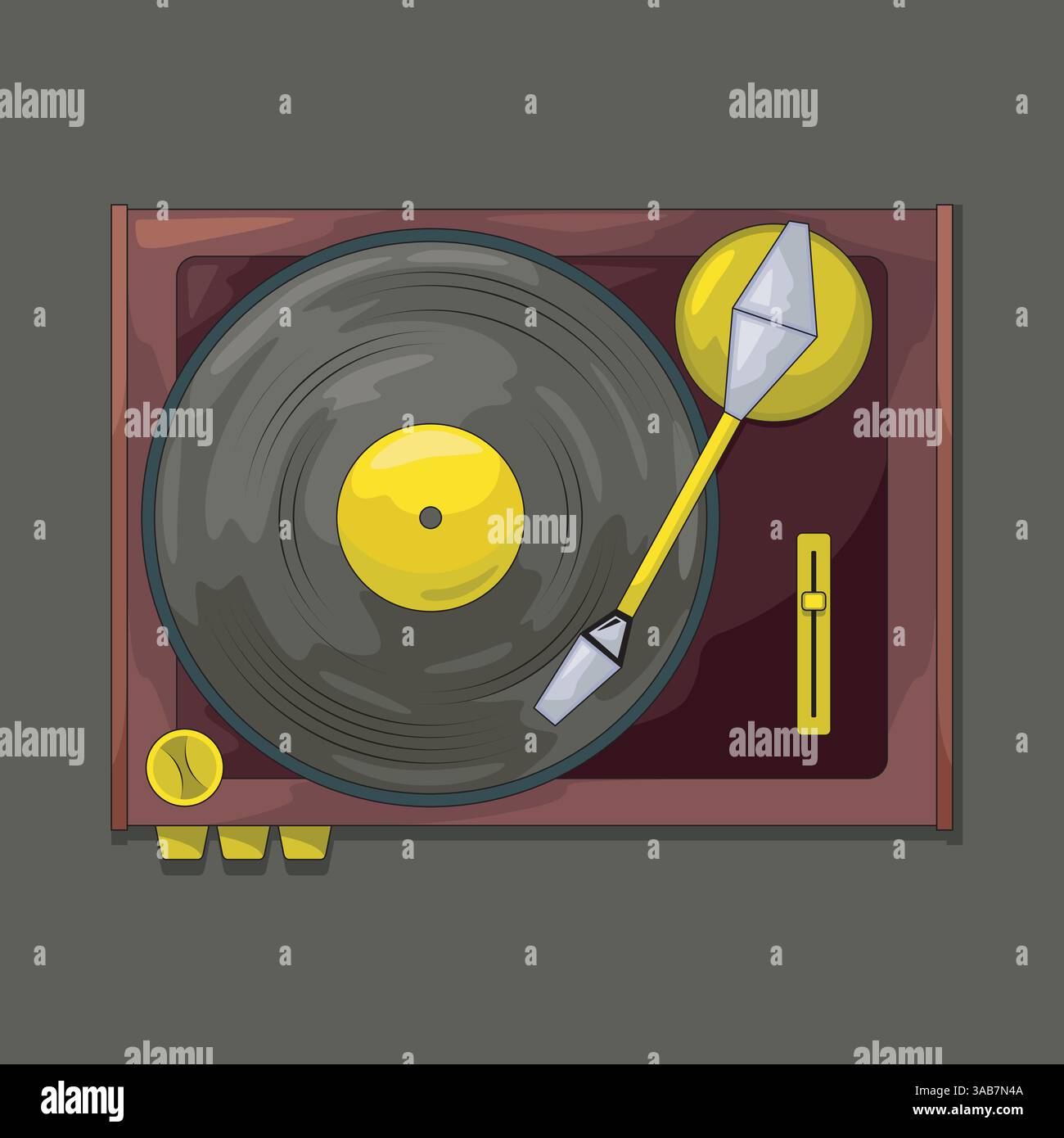 Vintage record player with vinyl disc. Vector illustration Stock Vector ...