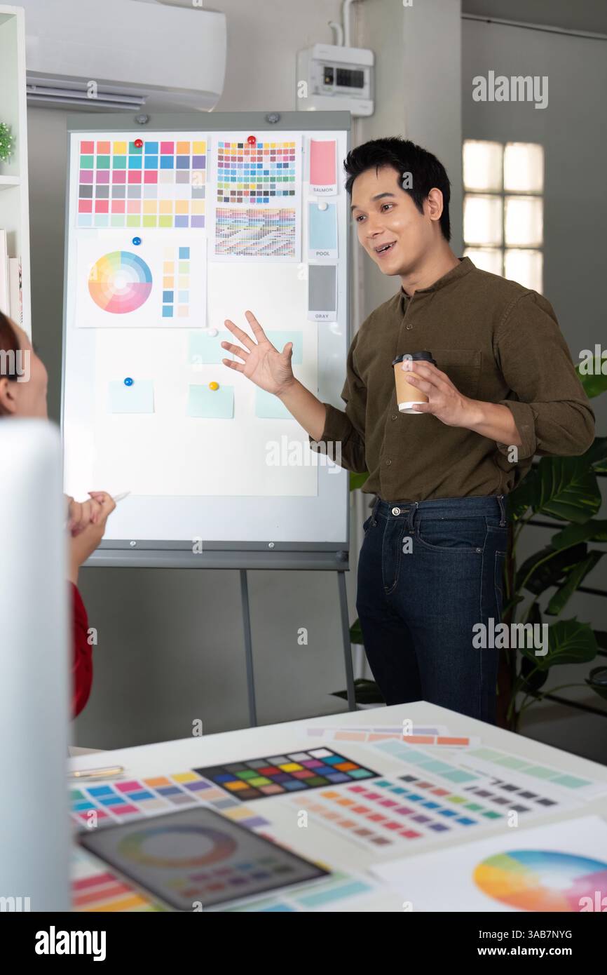 Presentation and Feedback in Design. A designer presenting ideas with a ...