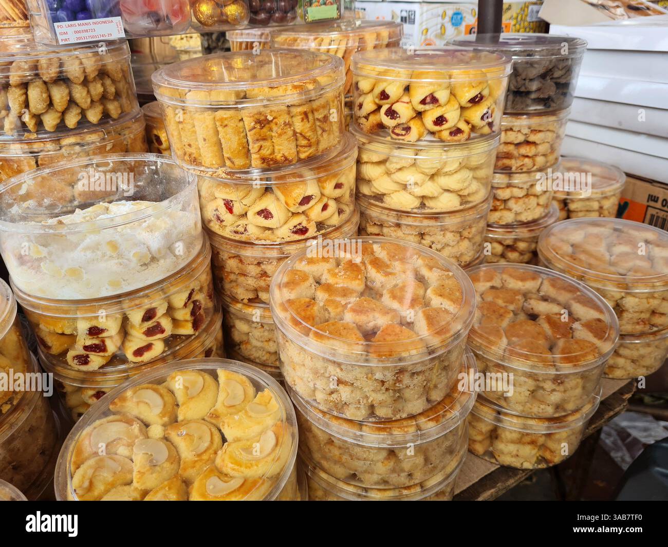 A street food market stall on the roadside selling all kinds of ...