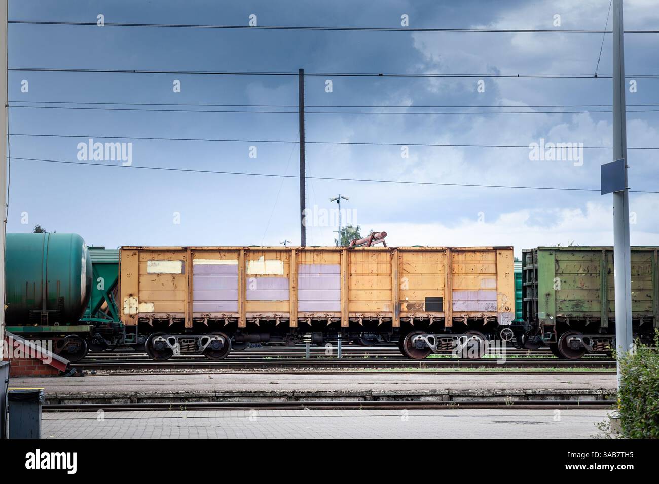 Russian Open wagon freight car Railways parked at Jelgava train station ...