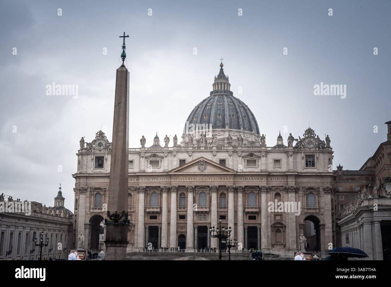 VATICAN - JANUARY 15, 2025: Saint Peter's Basilica with Vatican obelisk ...