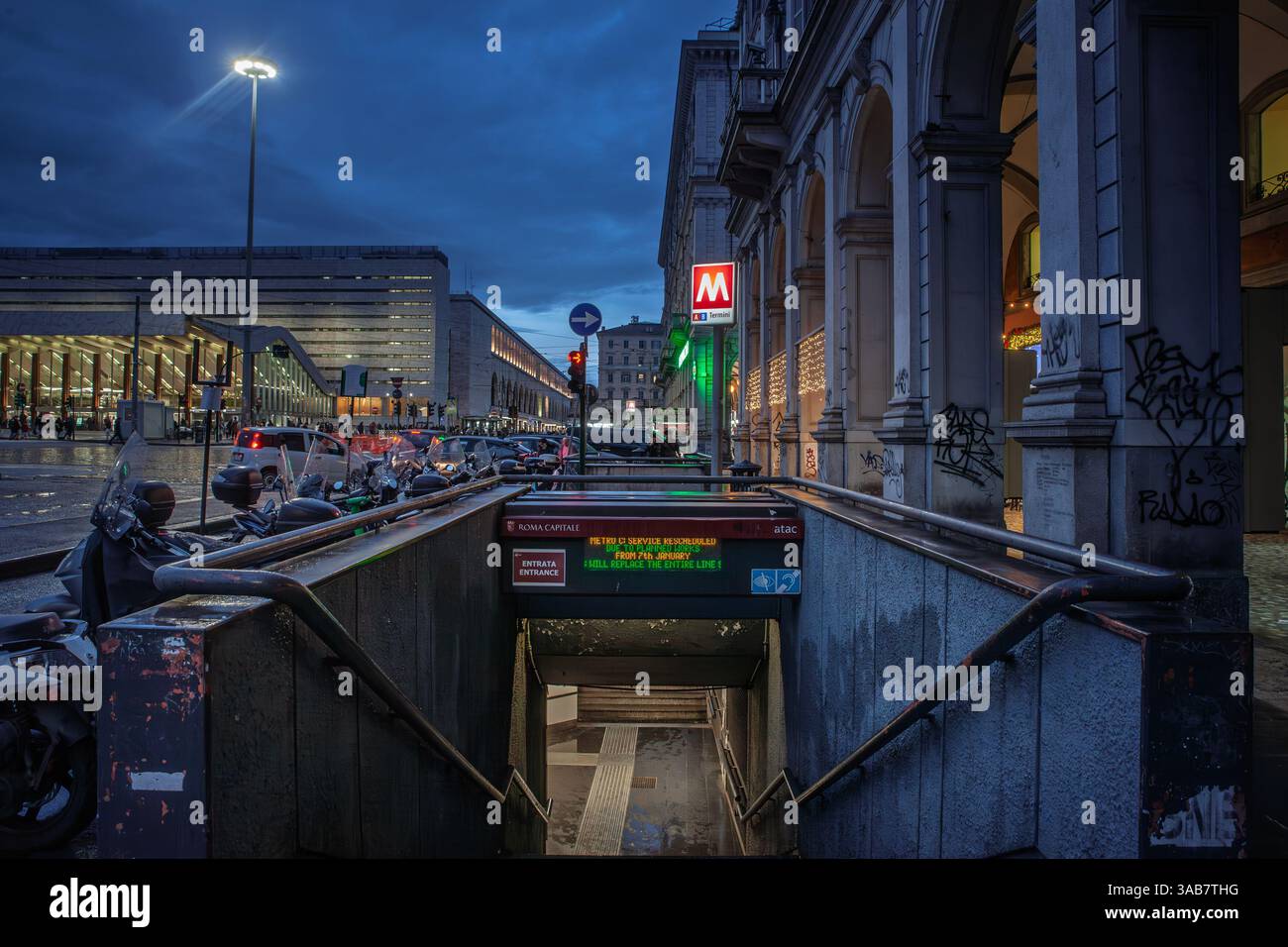 ROME, ITALY - JANUARY 15, 2025: Entrance to Rome's metro at Termini ...