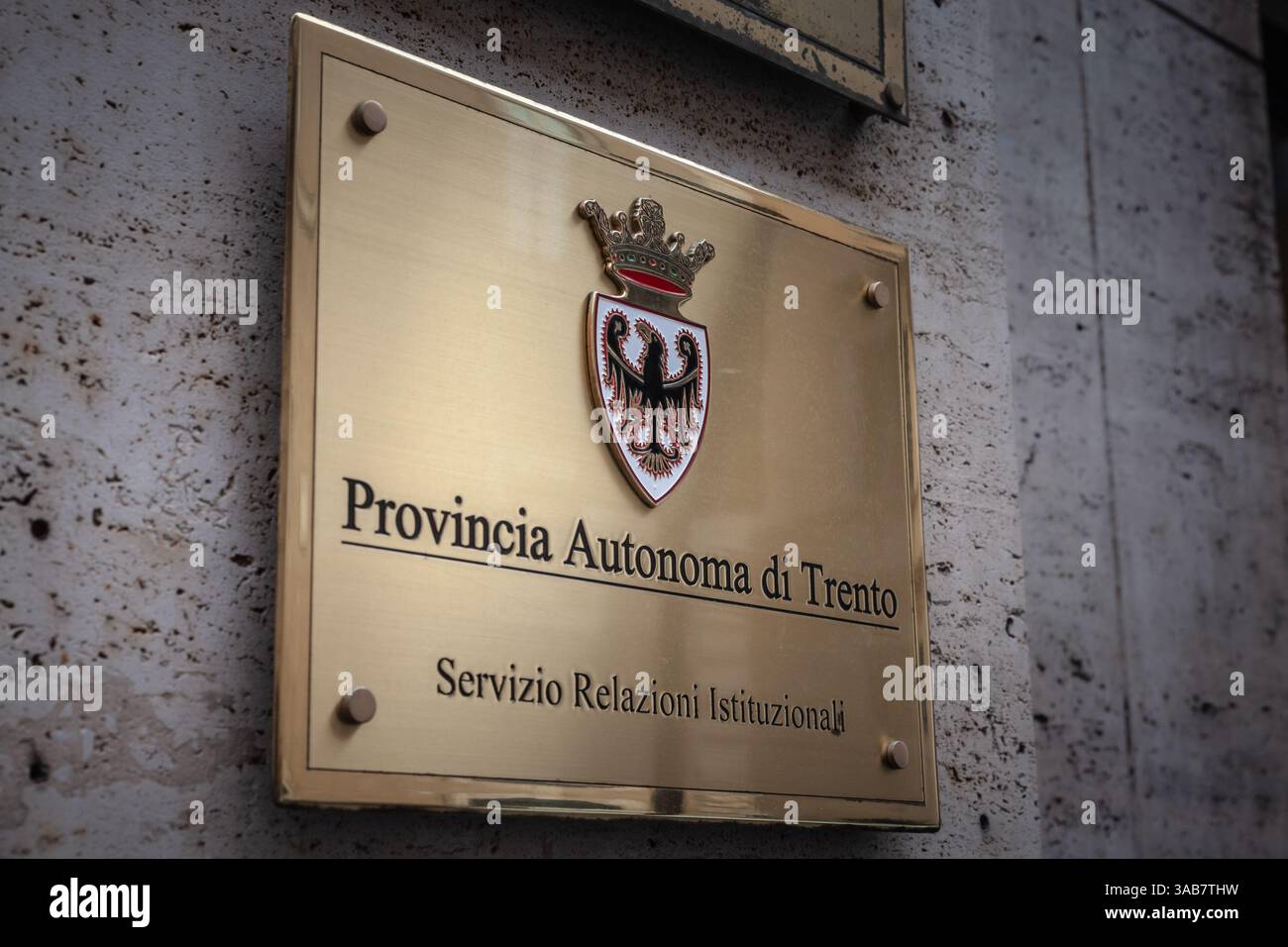 ROME, ITALY - JANUARY 15, 2025: sign of Autonomous Province of Trento ...