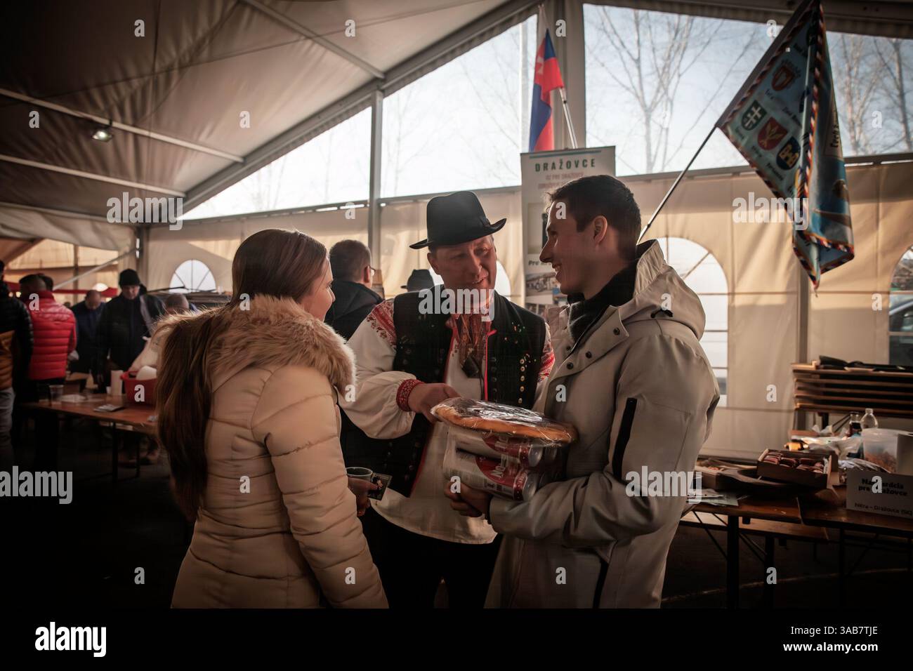 BACKI PETROVAC, SERBIA - FEBRUARY 12, 2025: Men in traditional Slovak ...