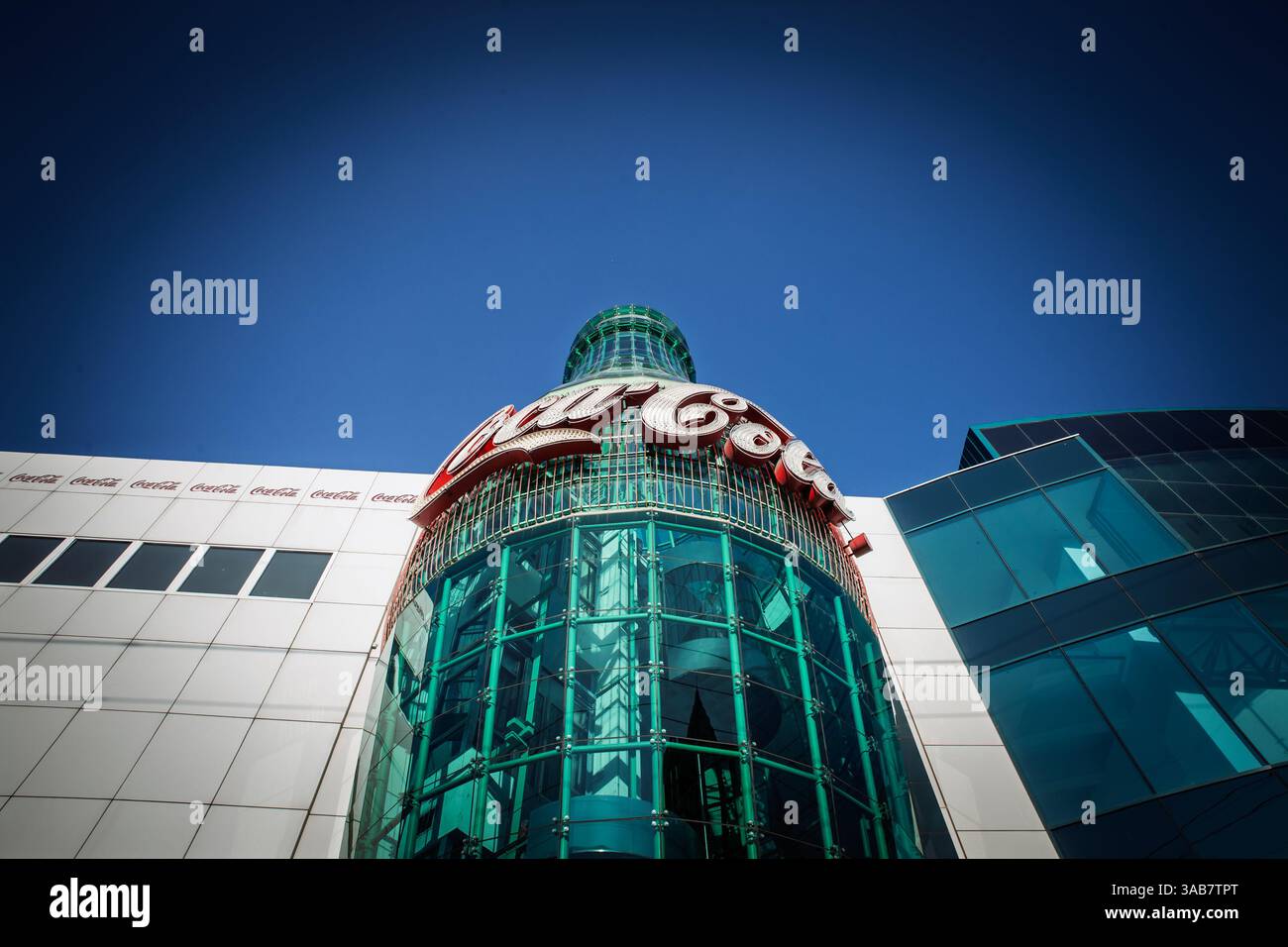 LAS VEGAS, AUGUST 21, 2024: Giant Coca-Cola logo on the storefront of ...