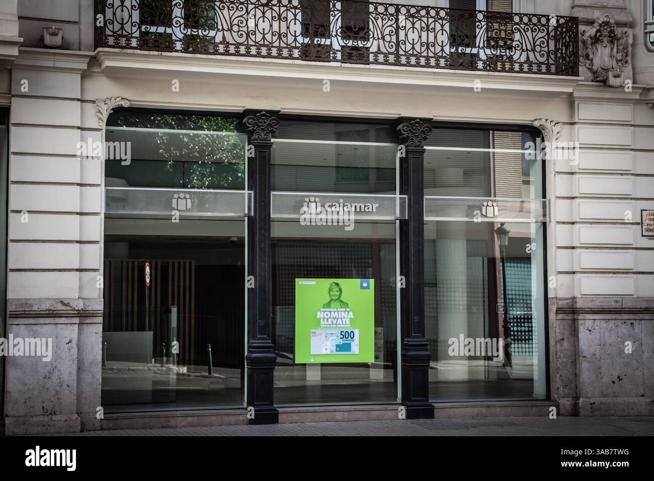 VALENCIA, SPAIN - OCTOBER 13, 2024: The Cajamar bank logo on their ...
