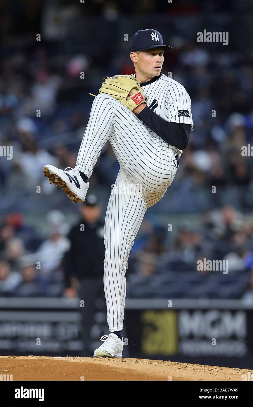 BRONX, NY - APRIL 01: Will Warren #98 of the New York Yankees pitches ...