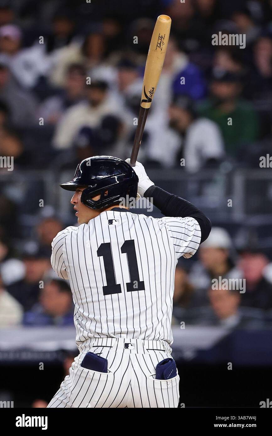BRONX, NY - APRIL 01: Anthony Volpe #11 of the New York Yankees at bat ...