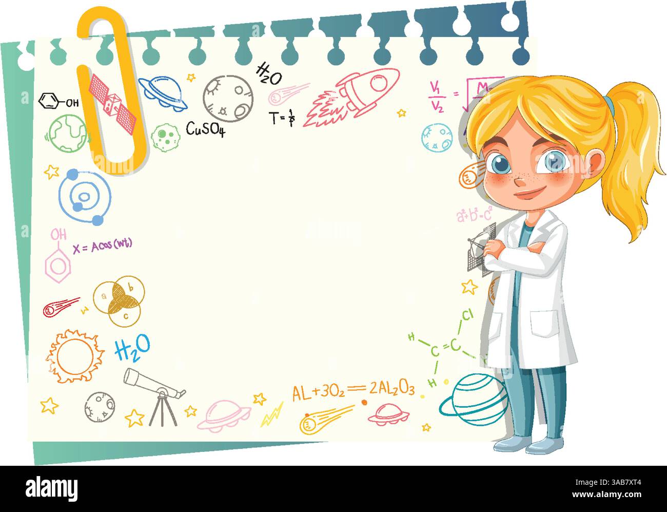 Illustration of a girl scientist with science elements Stock Vector ...