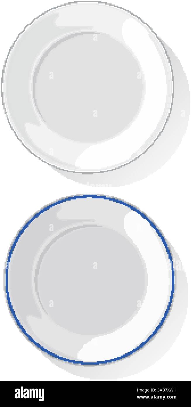 Vector Illustration Featuring Two Empty Plates With Subtle Shadows And