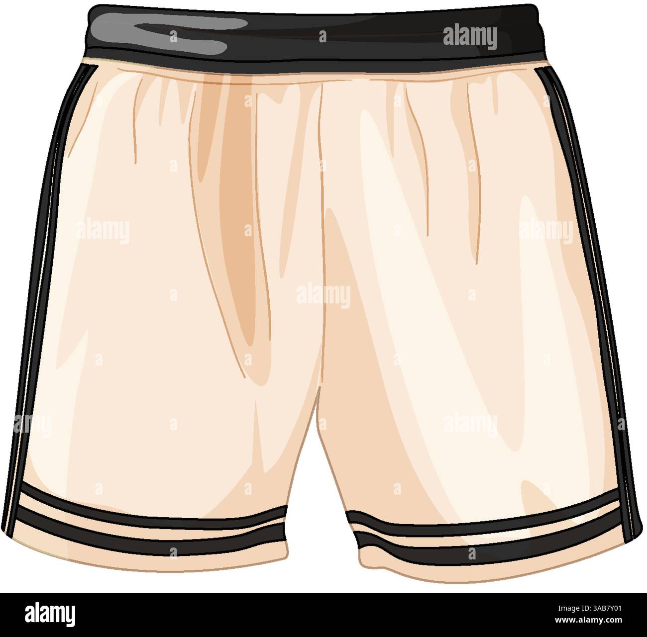 Vector illustration of beige sports shorts with black accents ...