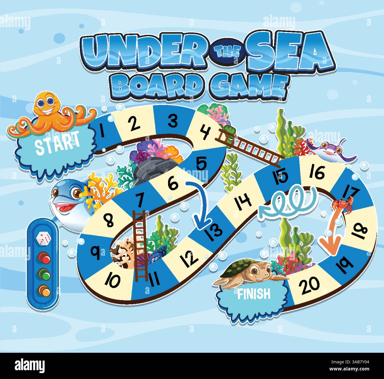 Colorful ocean-themed board game with marine animals Stock Vector Image ...