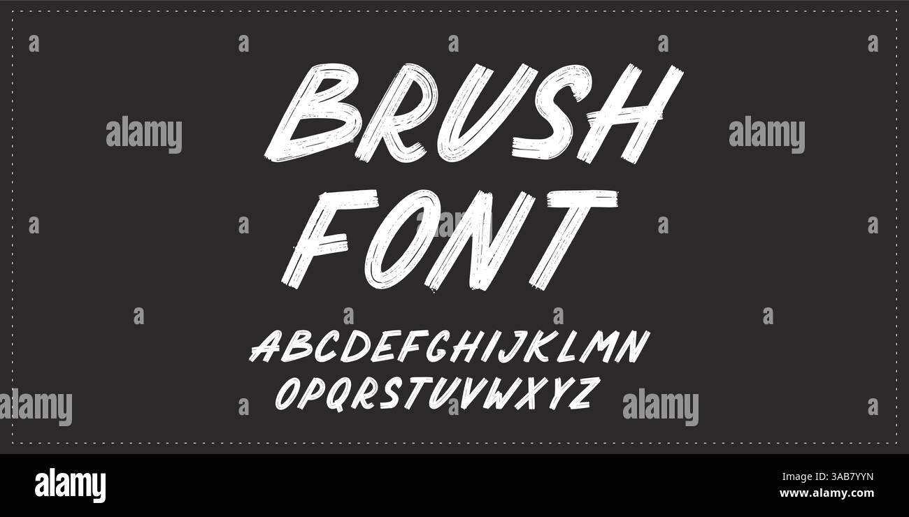 Brush font letter alphabet. Hand drawn typography chalk paint font ...