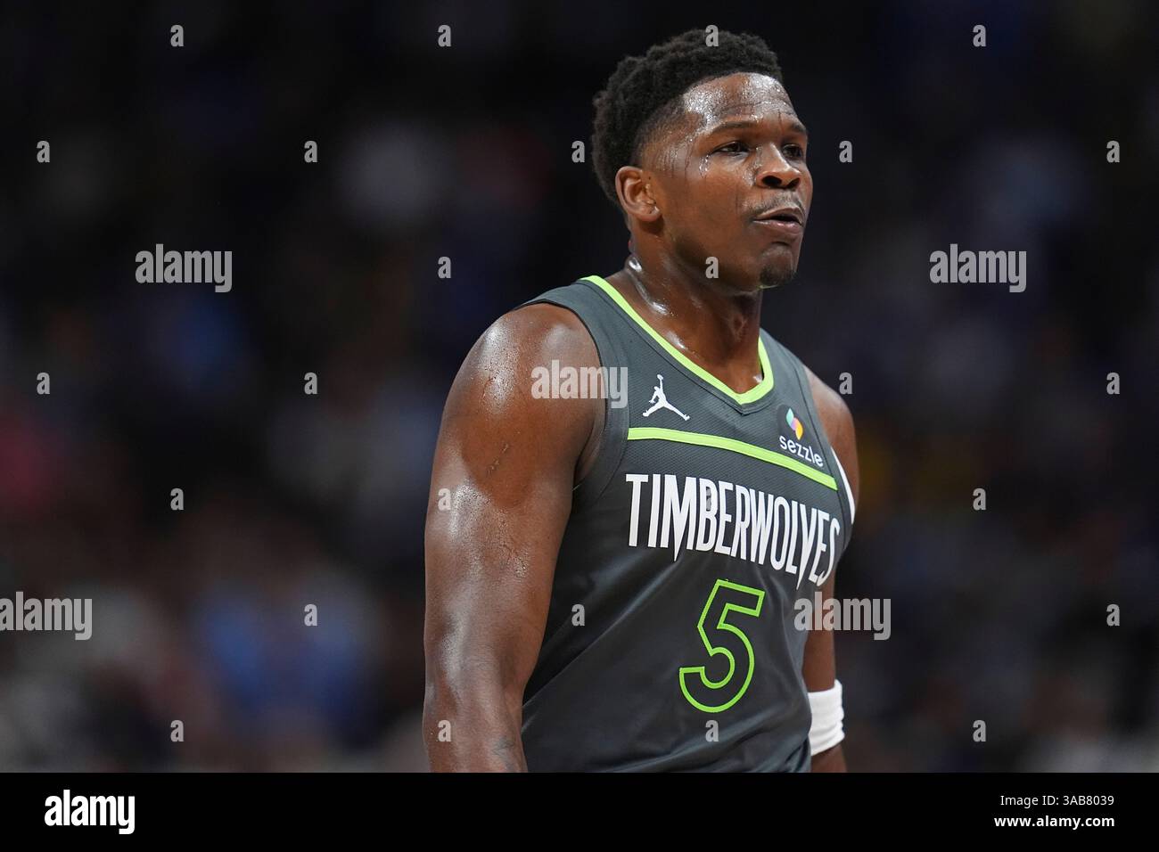 Minnesota Timberwolves guard Anthony Edwards looks to the bench for ...