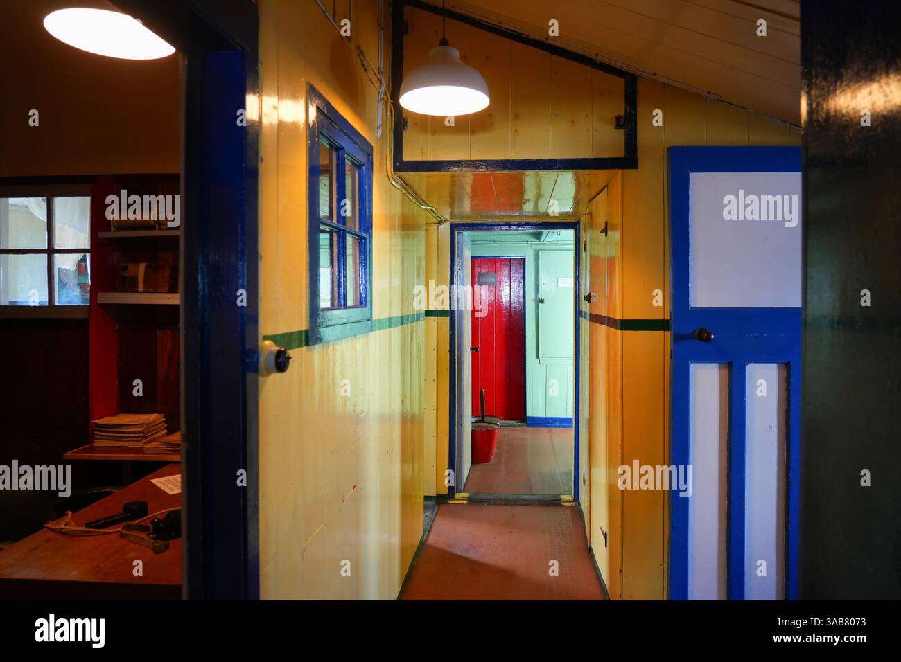 Interior of Bransfield House in Port Lockroy, a historic British base ...