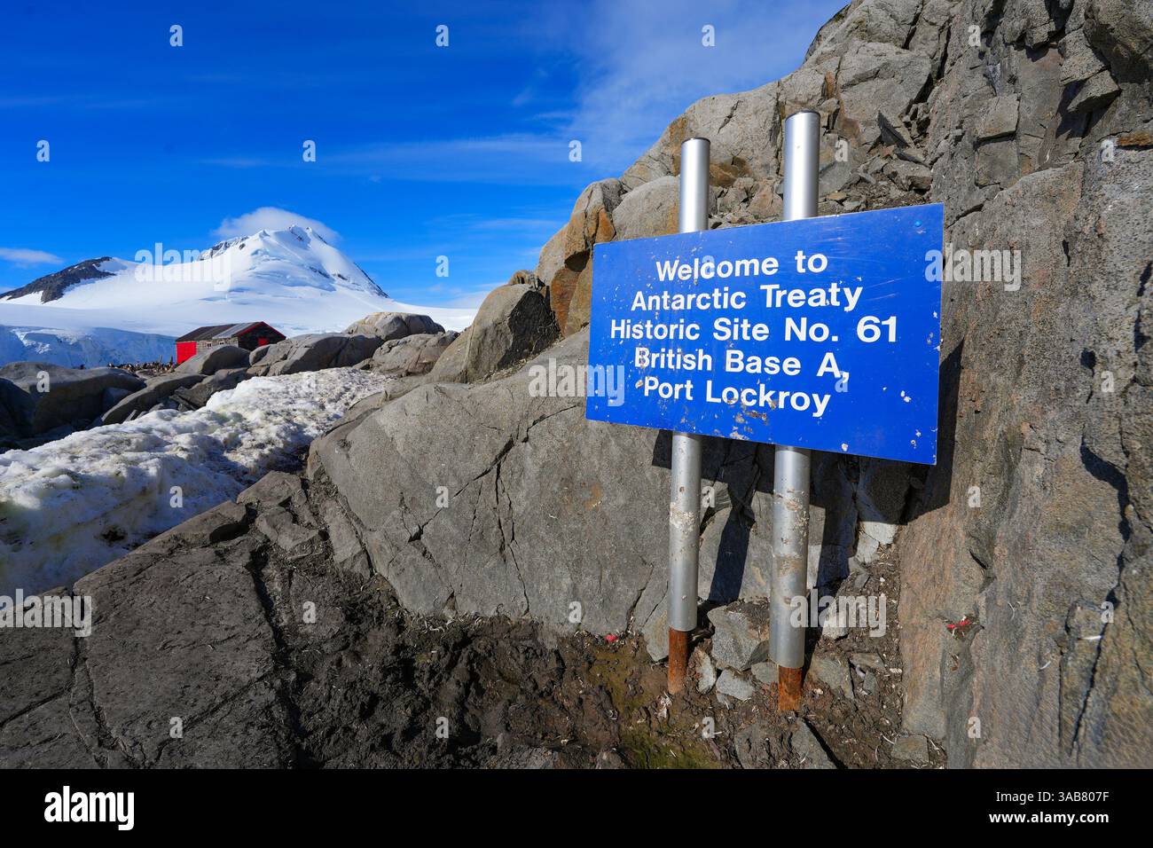 Welcome sign to Port Lockroy, a historic British base located on ...
