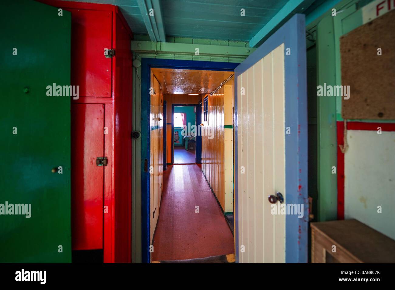 Interior of Bransfield House in Port Lockroy, a historic British base ...