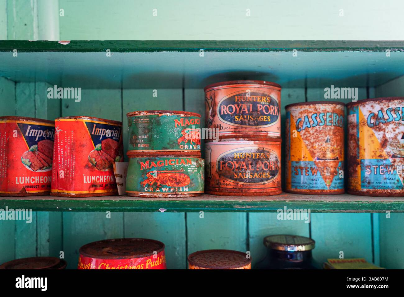 Ancient food rations in the Bransfield House in Port Lockroy, a ...