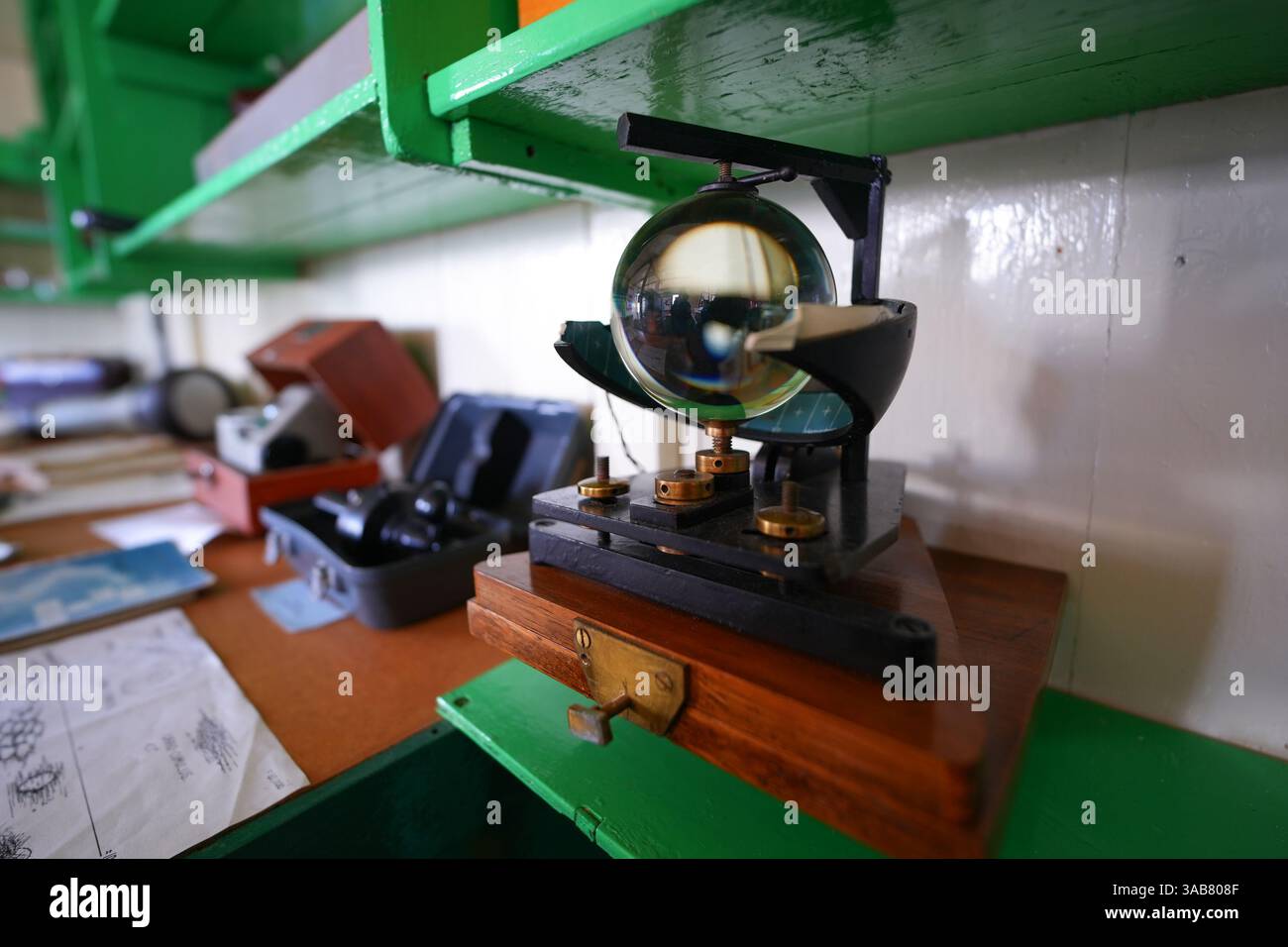 Campbell–Stokes sunshine recorder in the lab of Bransfield House in ...