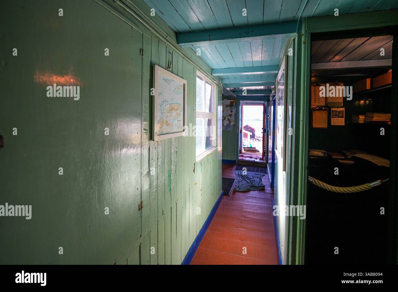 Interior of Bransfield House in Port Lockroy, a historic British base ...