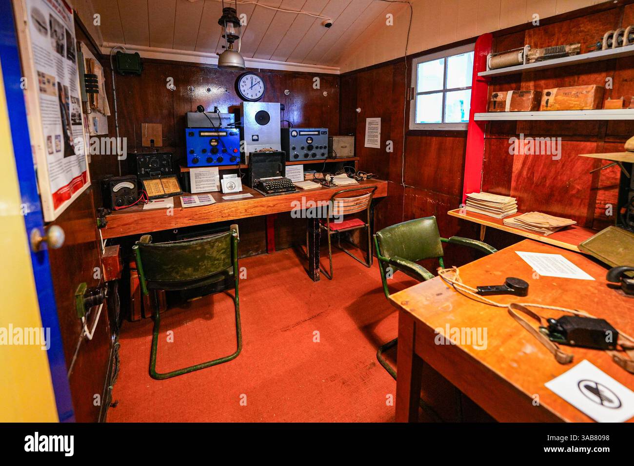 Radio room of Bransfield House in Port Lockroy, a historic British base ...