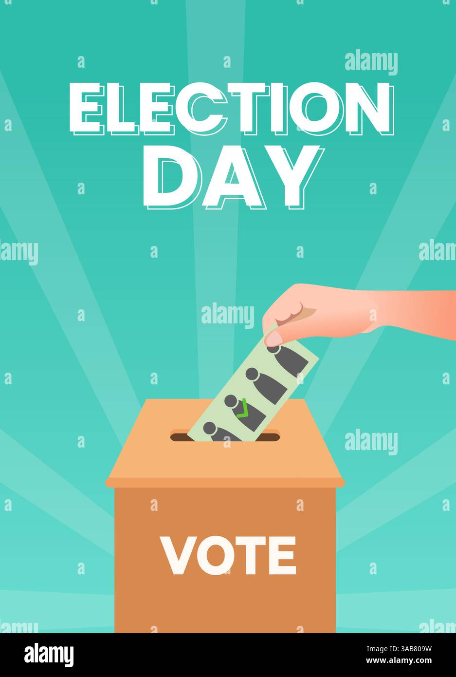 human hand putting the vote into the election box vector illustration ...