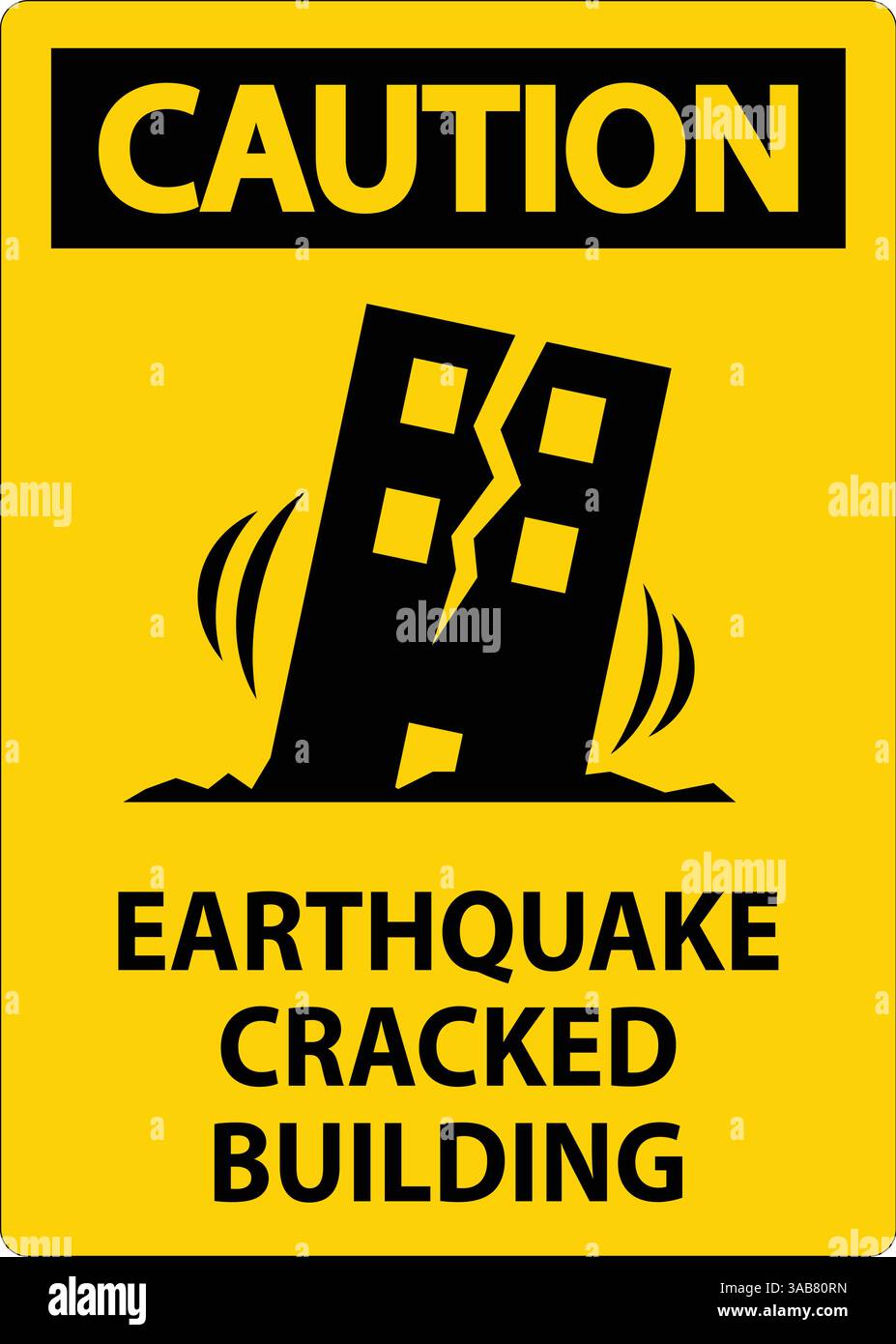 Earthquake Caution Sign with Cracked Building Stock Vector Image & Art ...
