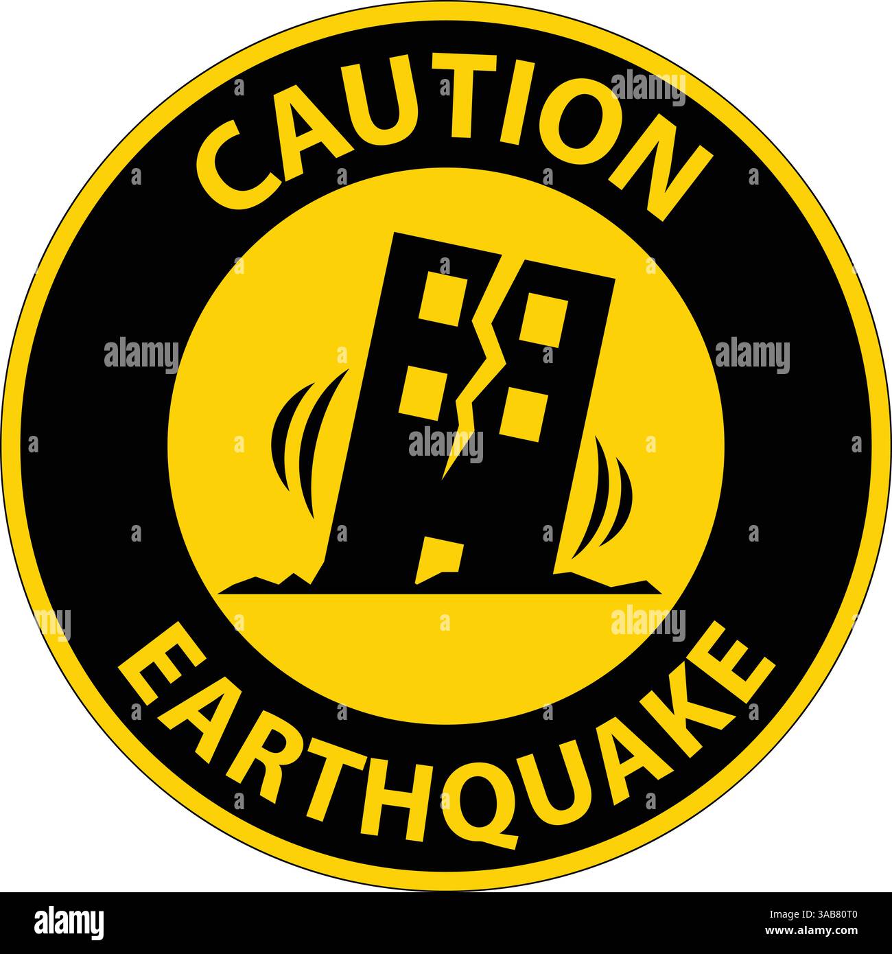 Earthquake Caution Sign with Cracked Building Stock Vector Image & Art ...