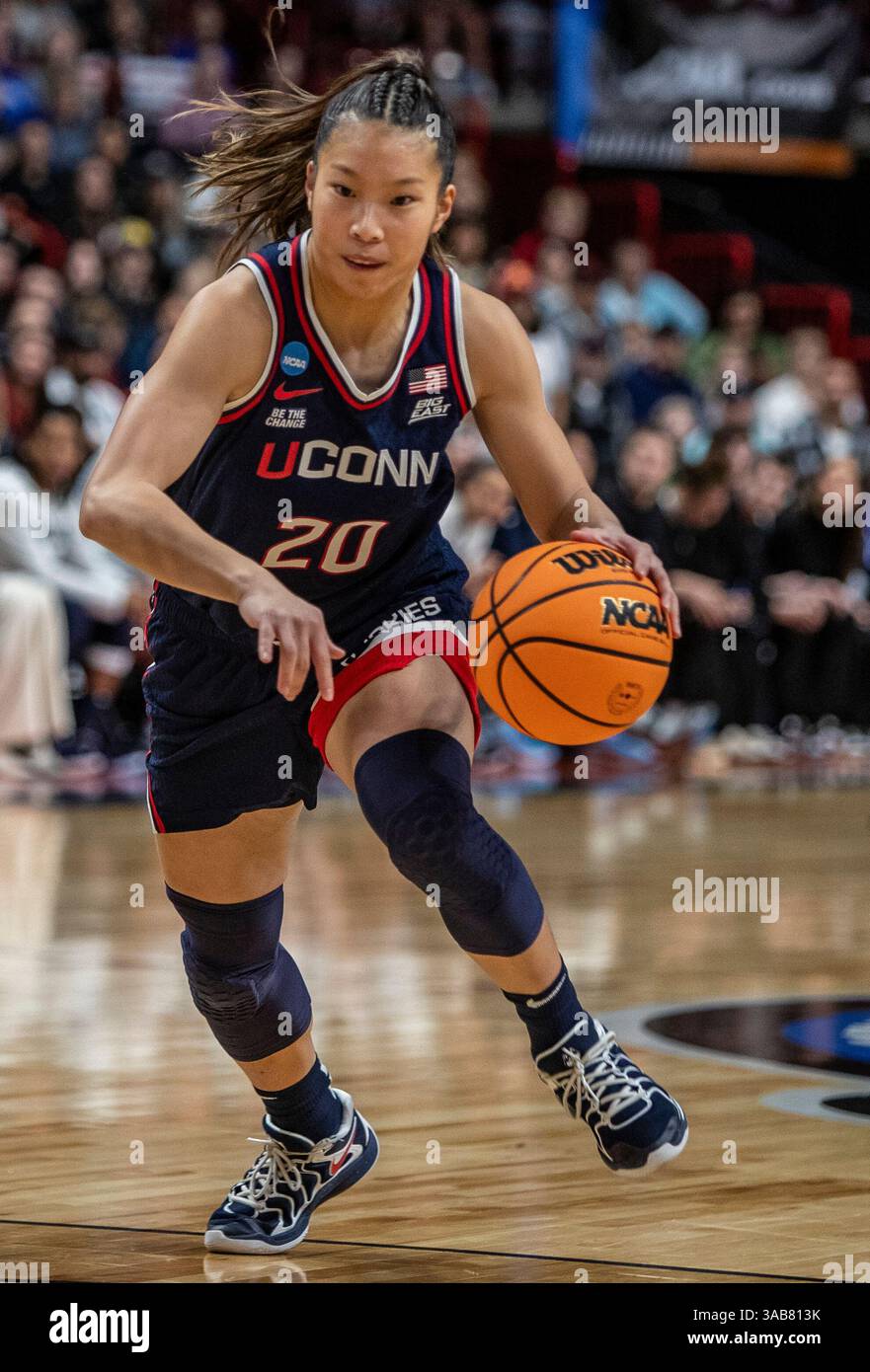 March 31 2025 Spokane WA U.S.A. UConn guard Kaitlyn Chen (20)drives to ...