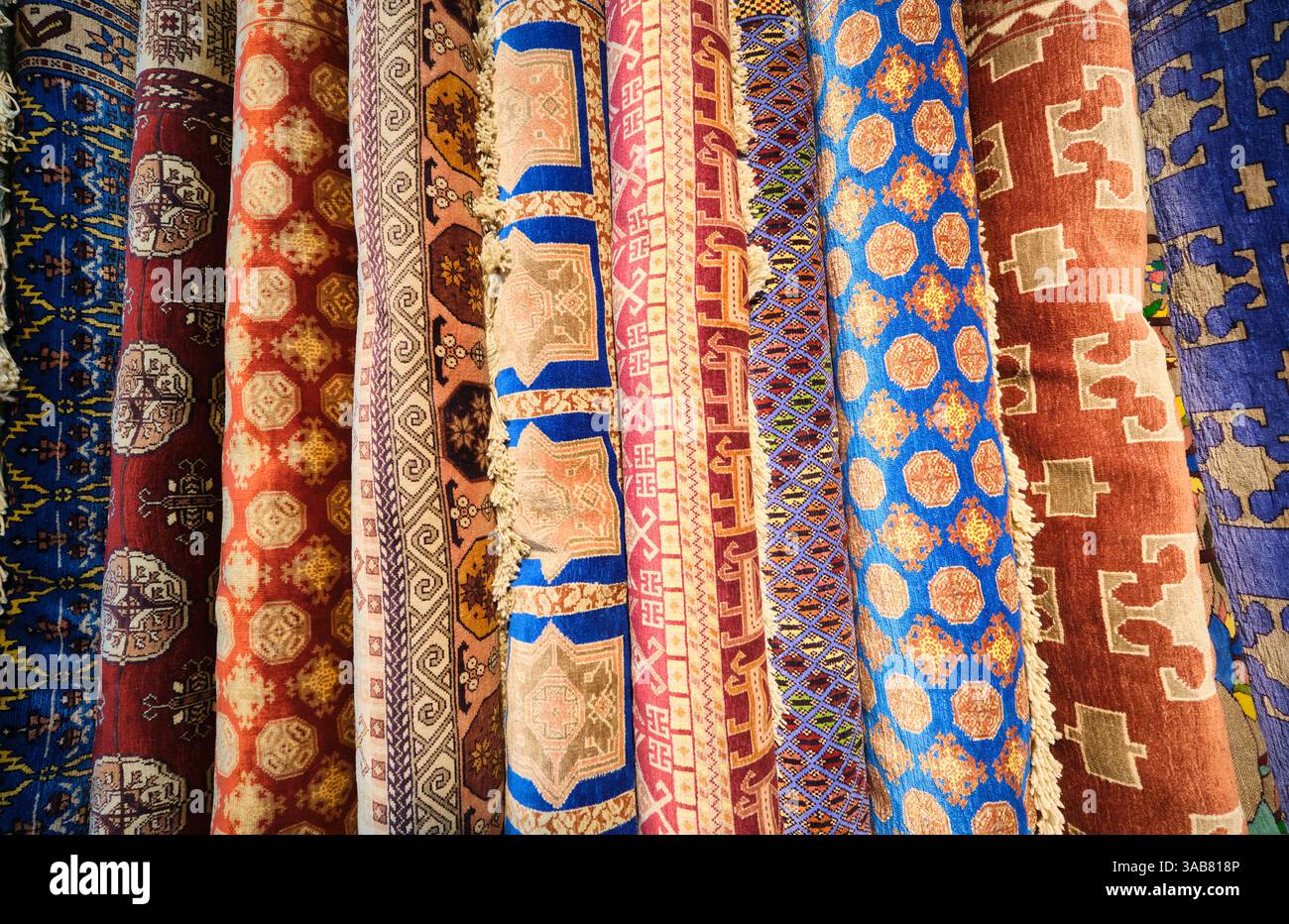 Close up, detail of some of the many rugs available. In the sales ...