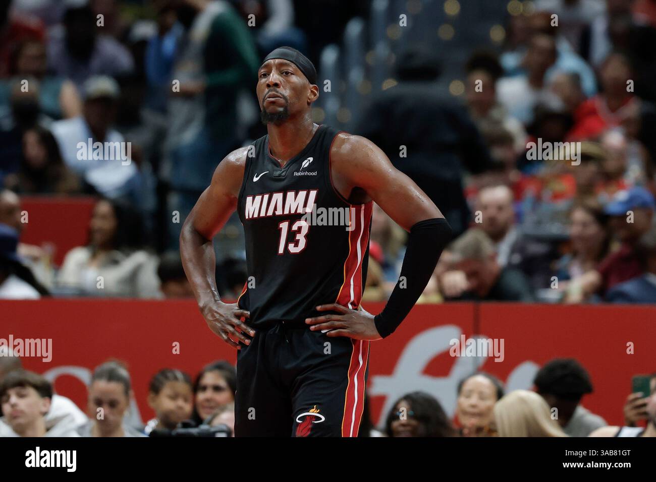 Miami Heat center Bam Adebayo (13) looks on during the second half of ...