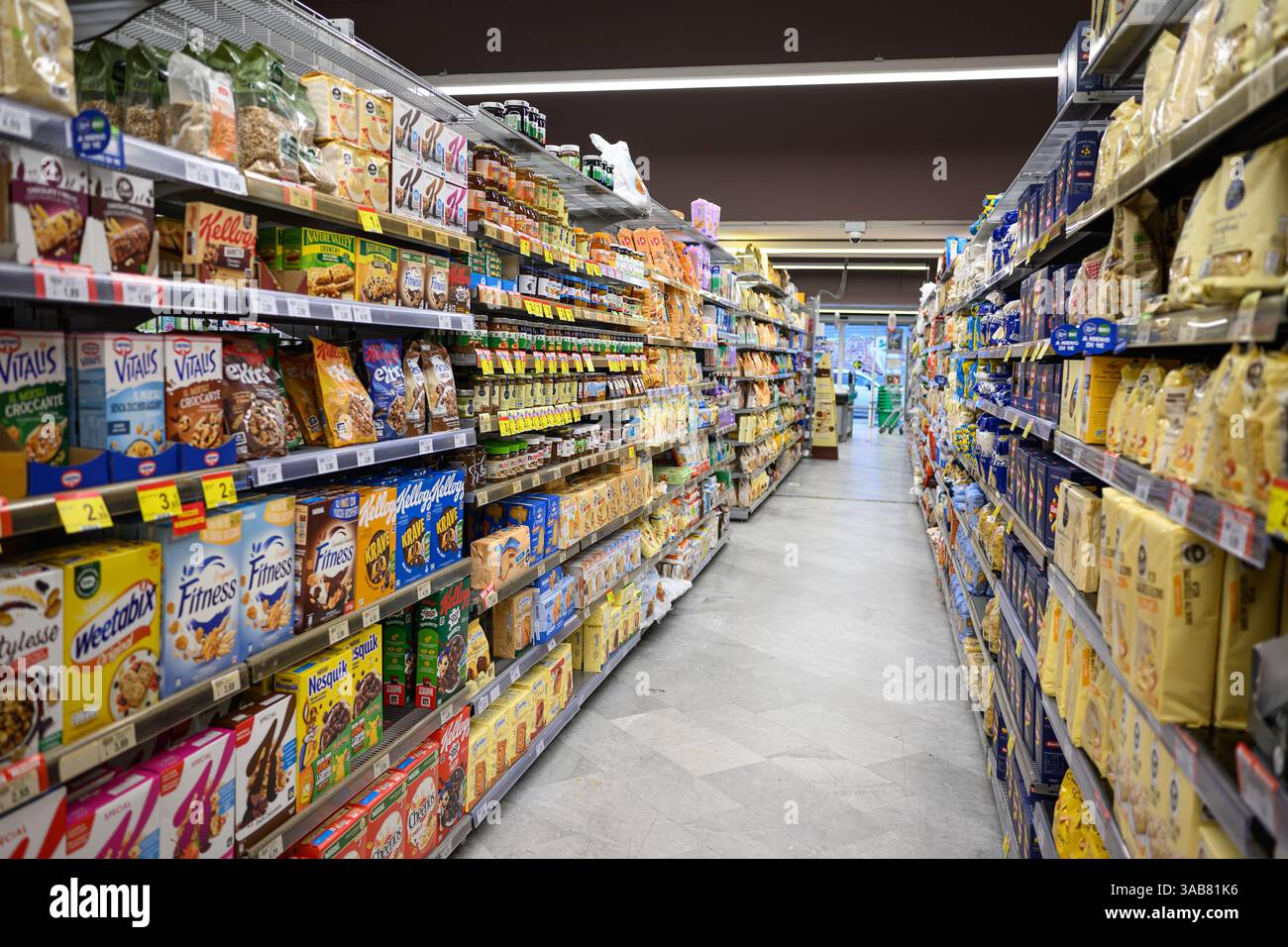 Inside a Carrefour Express convenience store – Milan, Italy – 03 March ...