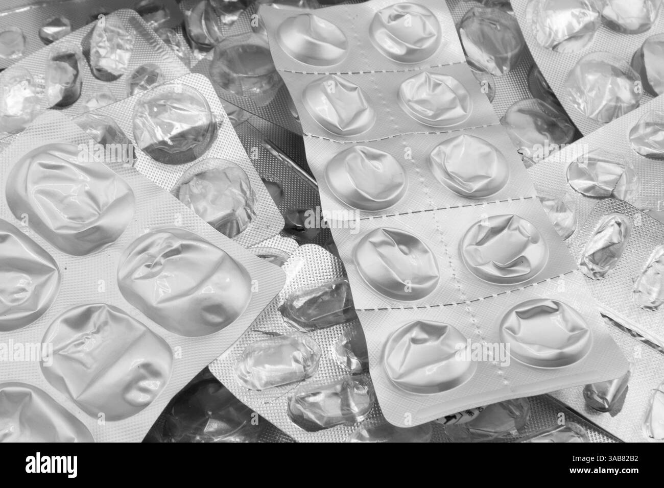 Empty pills of blister pack texture background. Empty silver blister ...
