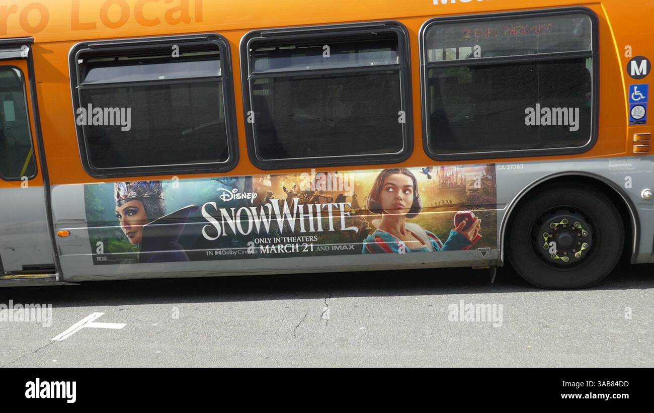 Los Angeles, California, USA 1st April 2025 Disney Snow White Bus ...