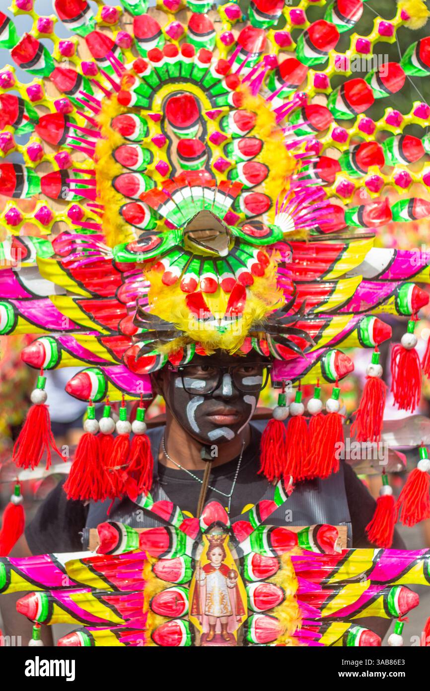 Ati-Atihan Festival participant in Kalibo, Aklan, Philippines wearing ...