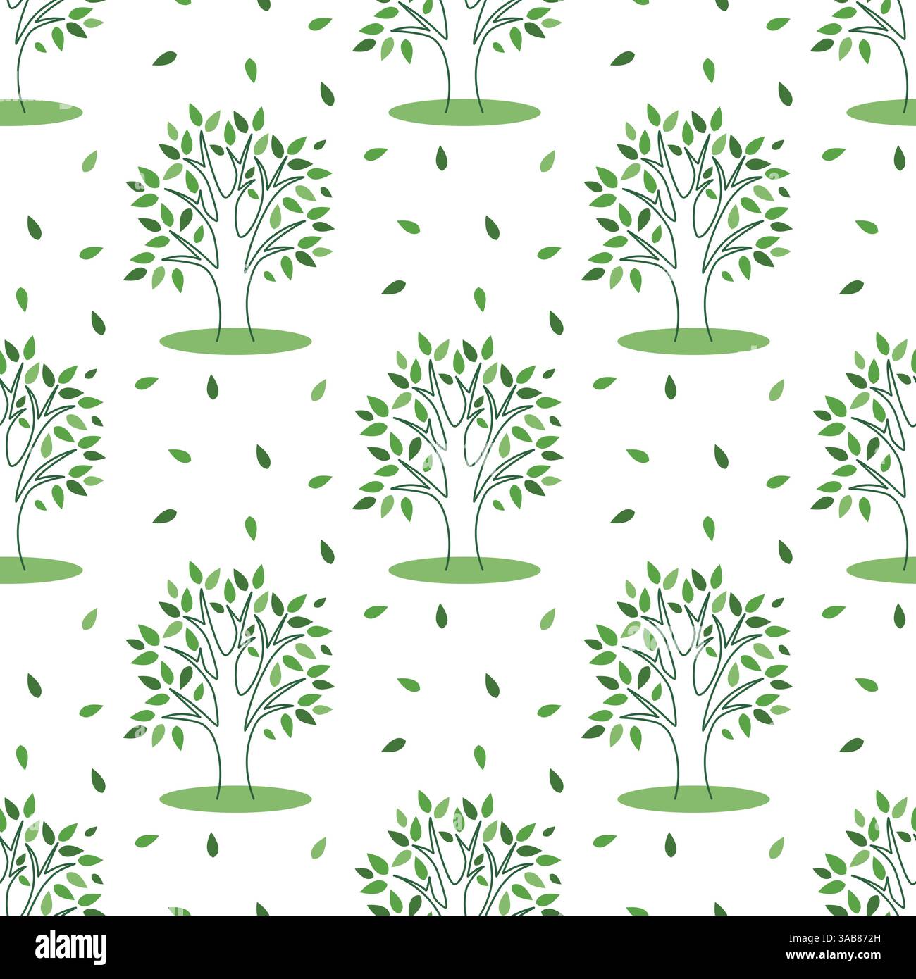 Silhouette of trees natural eco print. Seamless pattern trees with ...