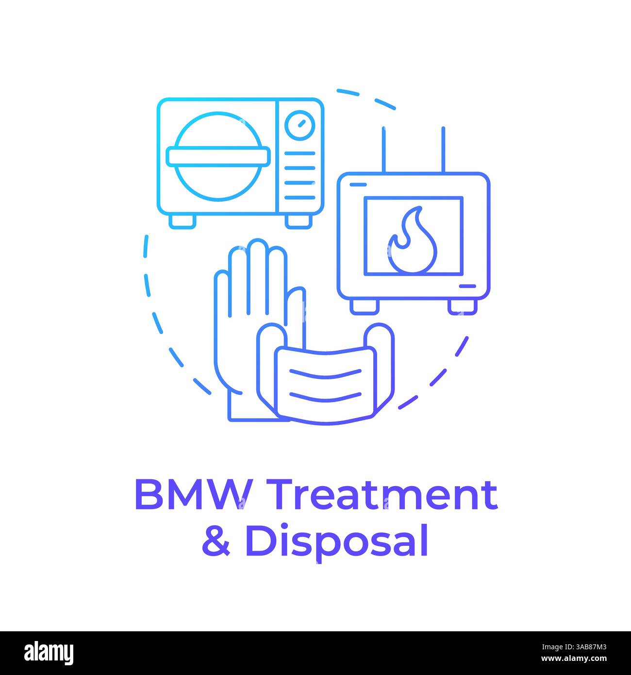 Biomedical waste treatment and disposal blue gradient concept icon ...